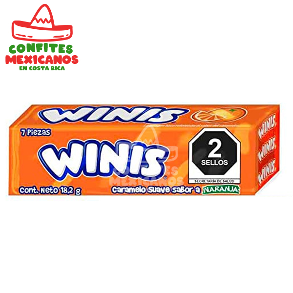 Winis caramelos suaves sabor naranja | Confites mexicanos en Costa Rica