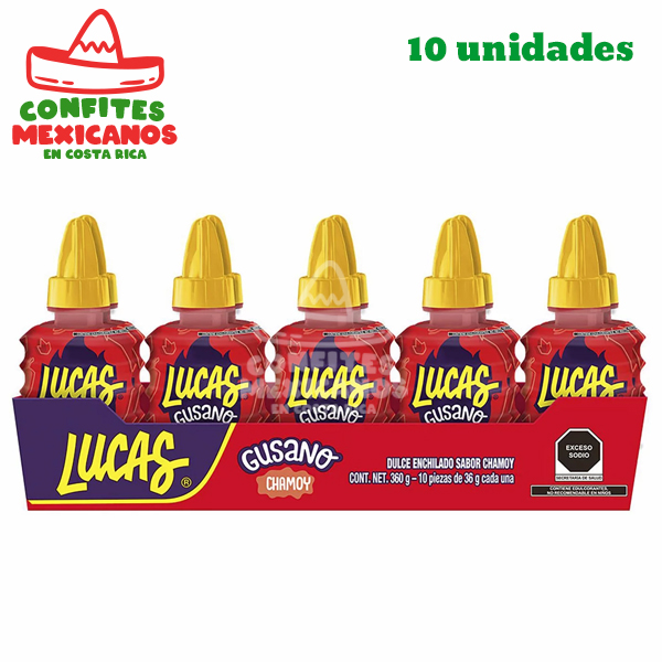 Lucas gusano sabor chamoy - Paquete 10 pcs | Confites mexicanos en ...