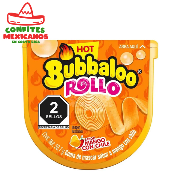 Tira de chicle Bubbaloo rollo sabor mango con chile | Confites ...